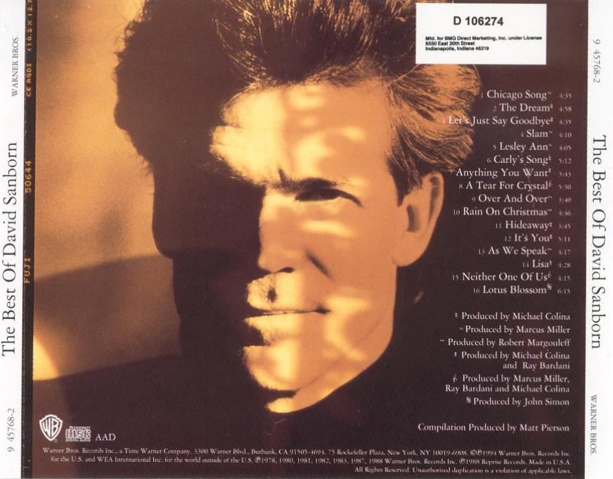 David Sanborn The Best Of : Back | CD Covers | Cover Century | Over 1. ...